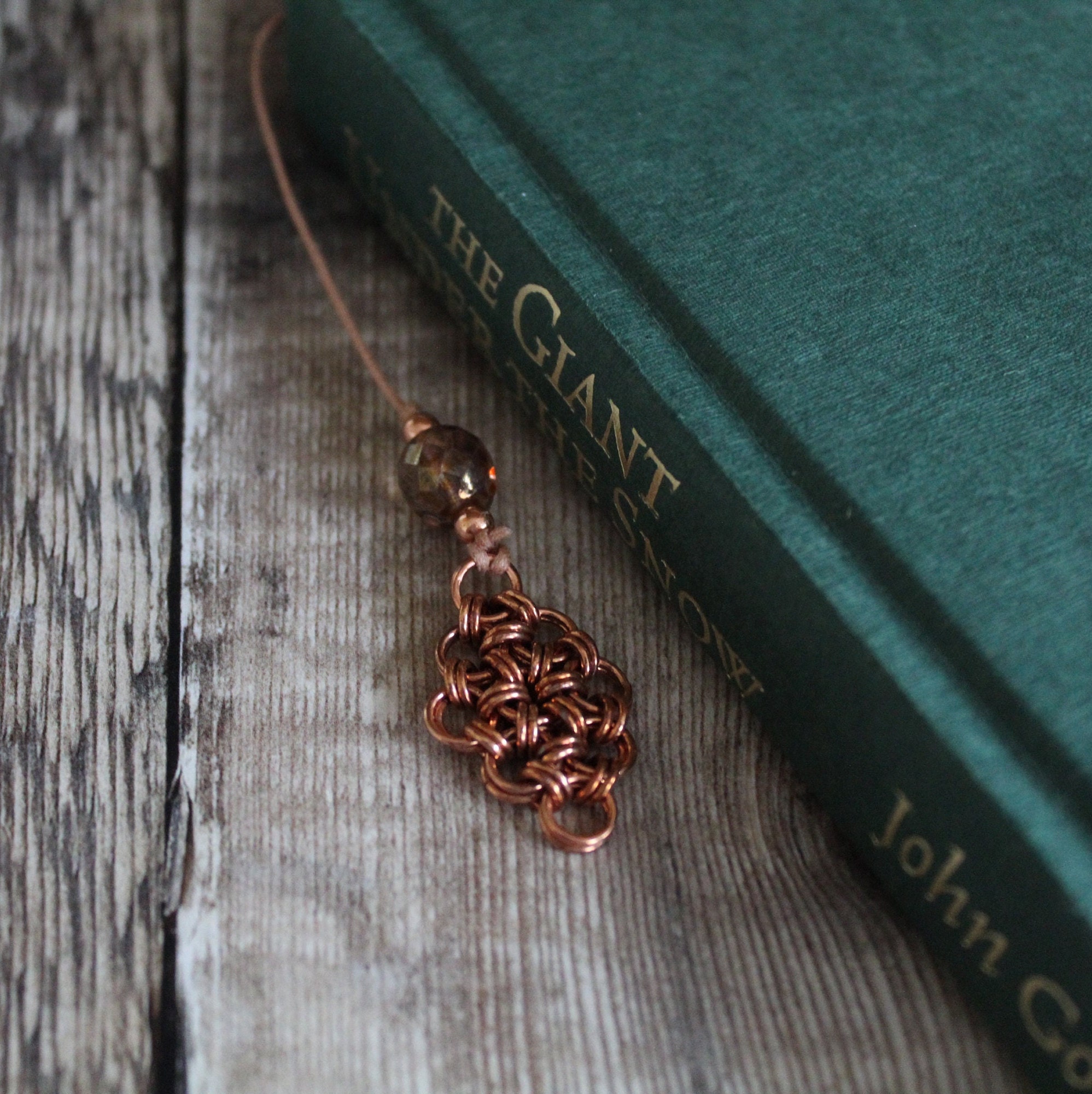 Copper Chainmaille Bookmark: Medieval Style With Murano Glass Bead ...