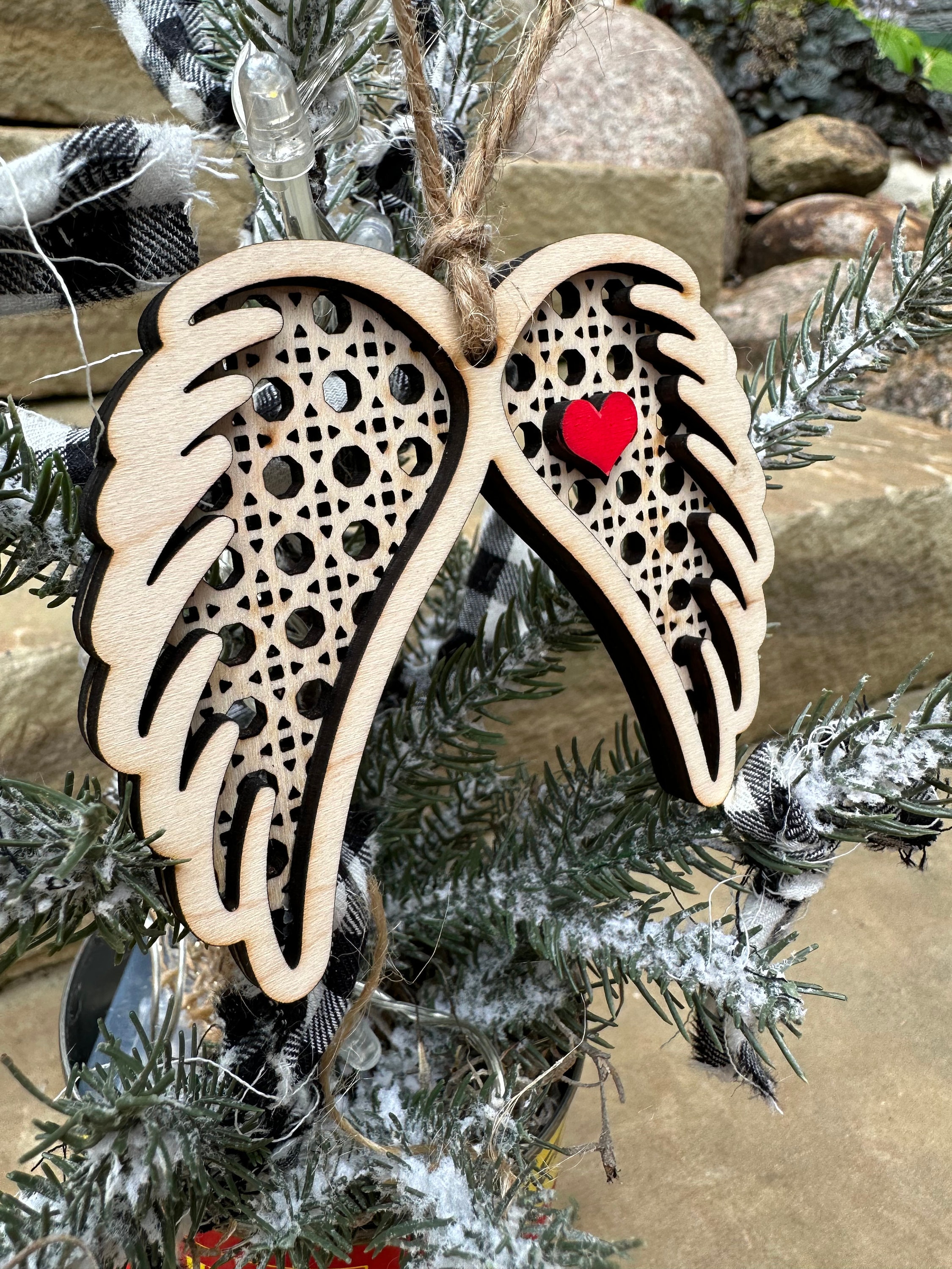 Rattan Angel Wings Ornament Boho Christmas Ornament - Etsy