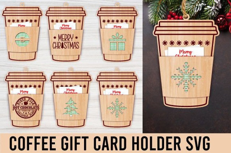 Coffee Gift Card Holder Bundle SVG Christmas Gift Card Ornaments - Etsy