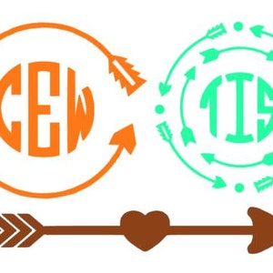 Arrow Monogram Frame Bundle for Silhouette Cameo or Other Vinyl Cutters ...