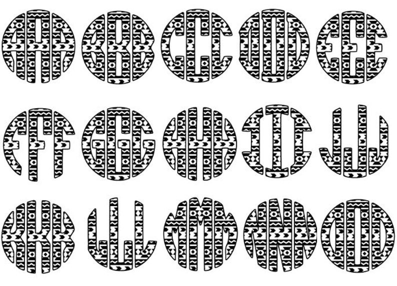 Monogram Font Svg, Monogram Svg, Monogram Dxf, Circle Monogram Svg ...