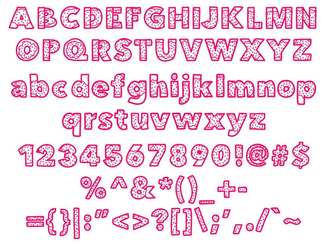 Donut Font Doughnut Font Doodle Font Donut Ttf Font Color - Etsy