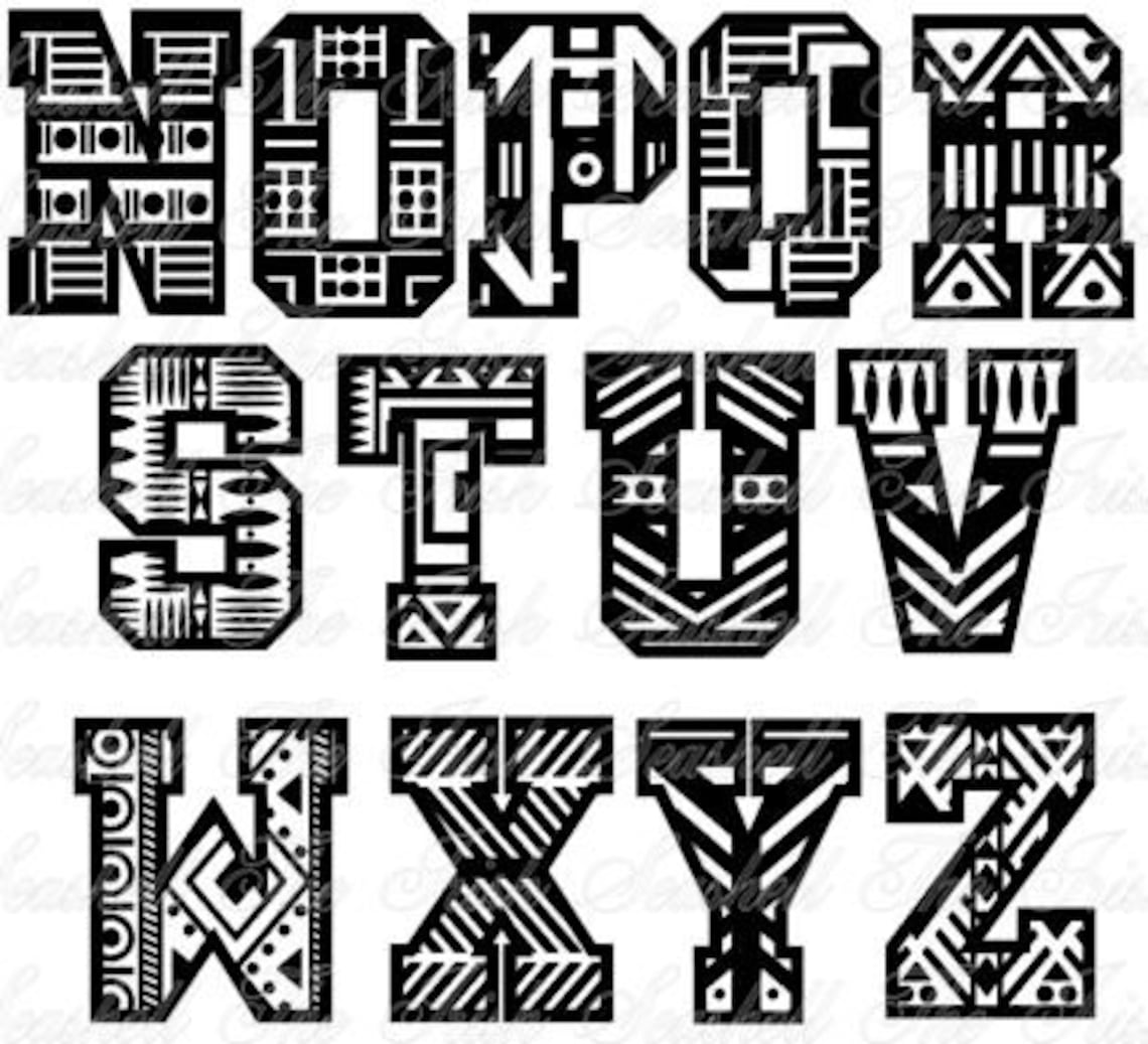 Tribal Alphabet SVG, Aztec Alphabet Svg, Tribal Alphabet Dxf for ...