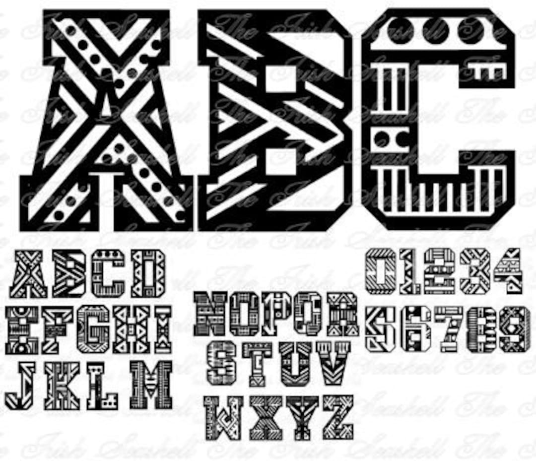 Tribal Alphabet SVG, Aztec Alphabet Svg, Tribal Alphabet Dxf for ...