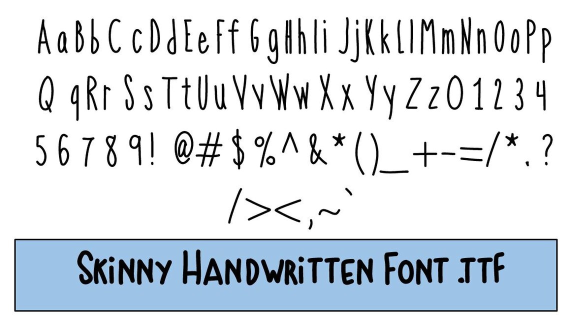 Skinny Handwritten Font Ttf - Etsy