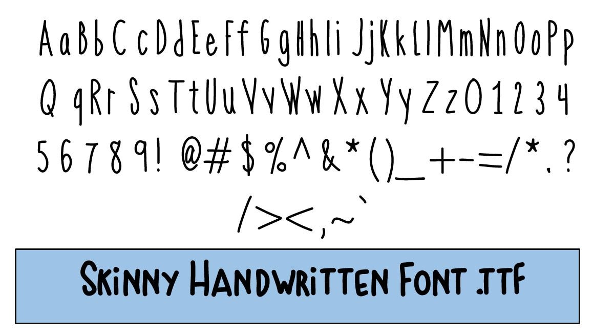 Skinny handwritten font ttf | Etsy