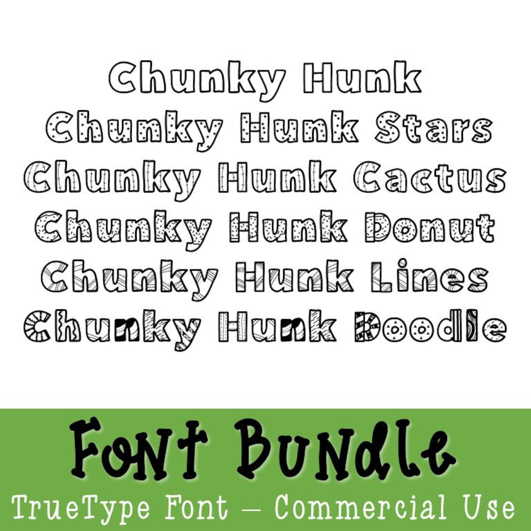 Chunky Hunk Font Bundle, Chunky Font, Thick Font, Ttf Font, Commercial ...