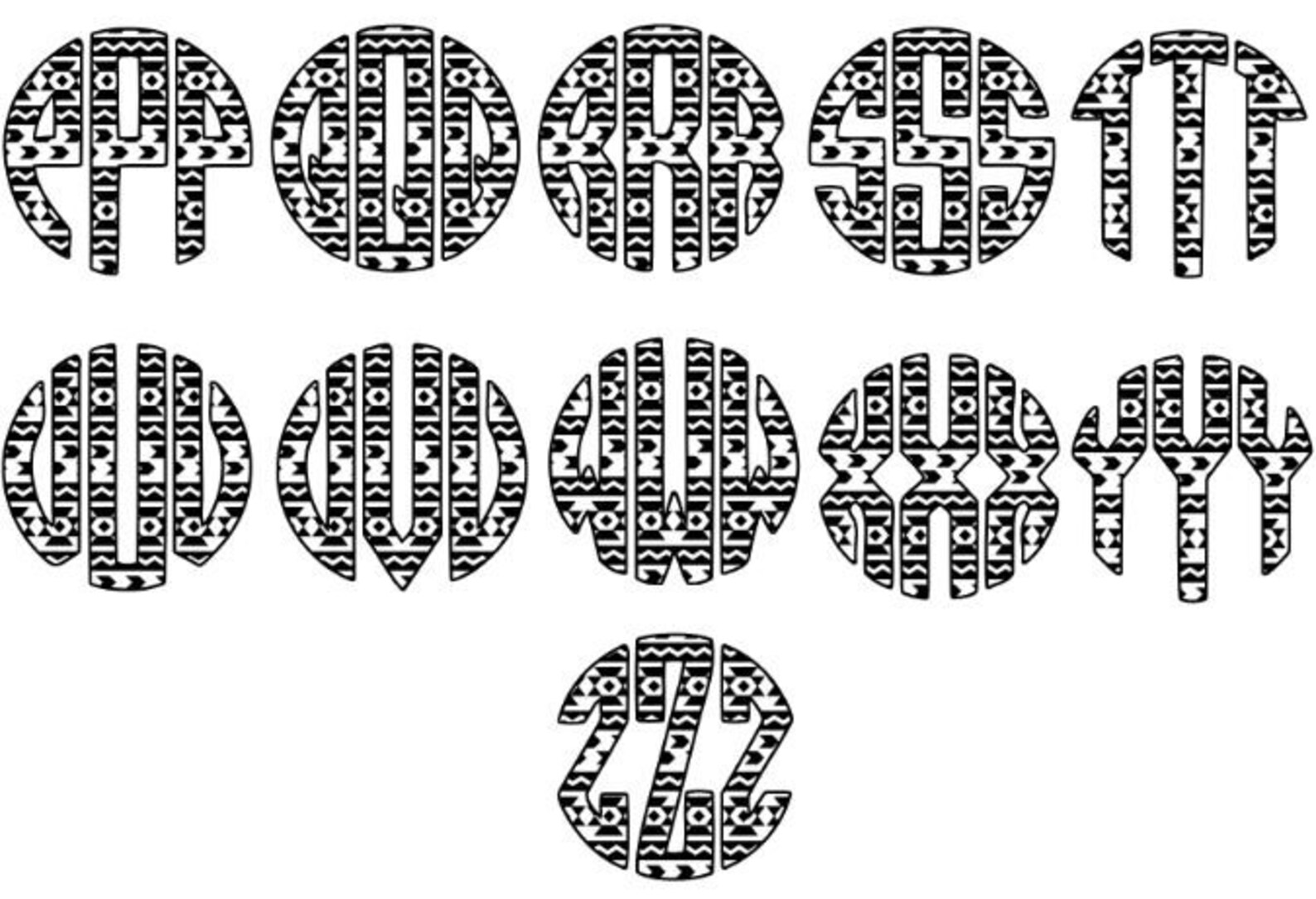 Monogram Font Svg, Monogram Svg, Monogram Dxf, Circle Monogram Svg ...