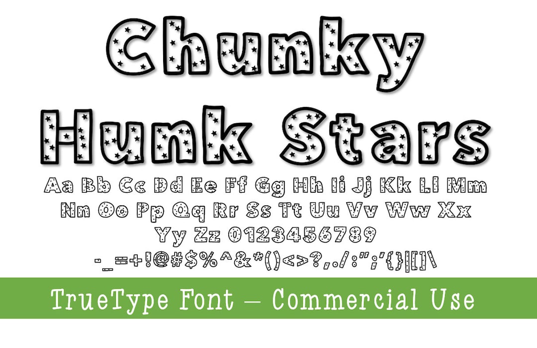 Chunky Hunk Star Font, Thick Font, Large Font, Ttf Font, Thick Ttf Font ...