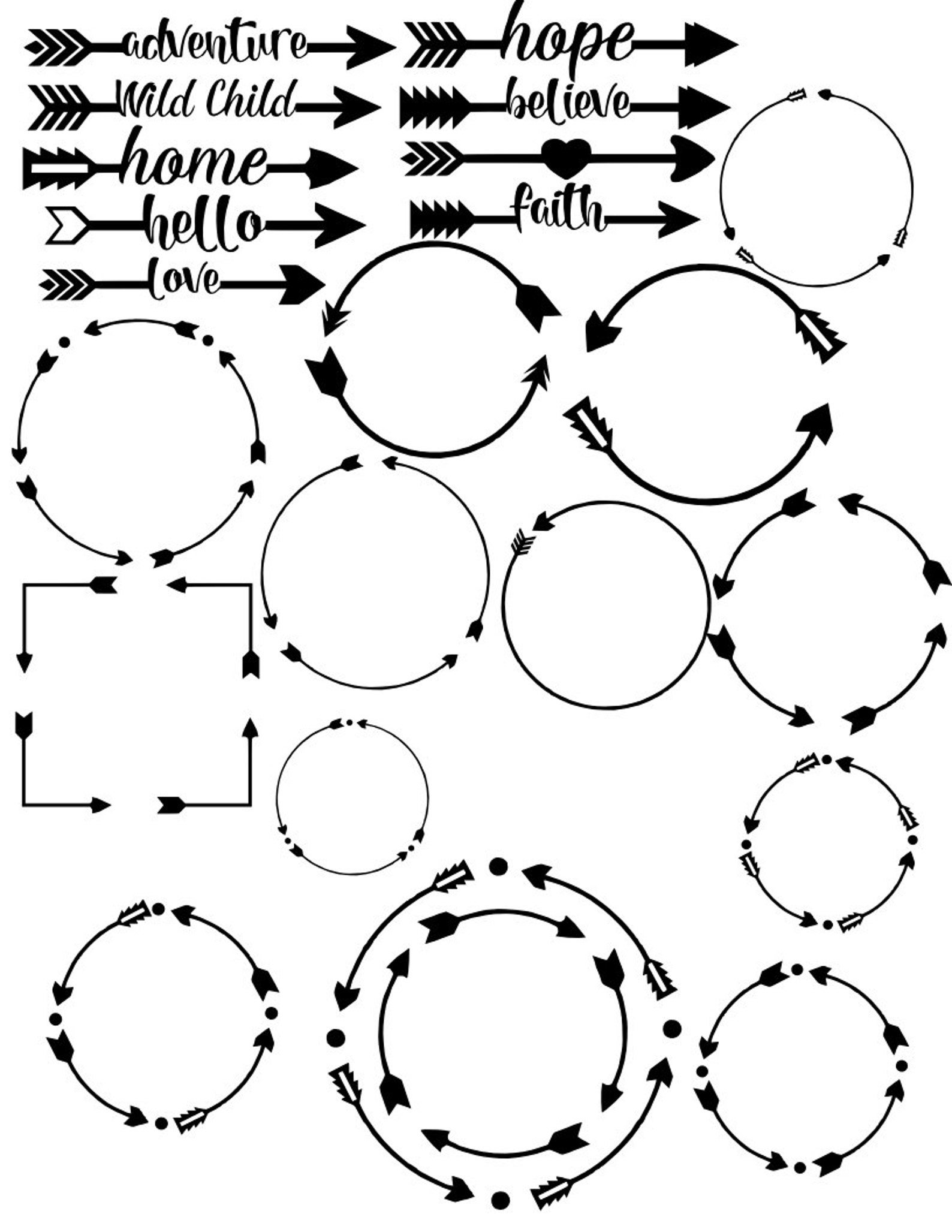Arrow Monogram Frame Bundle for Silhouette Cameo or Other - Etsy