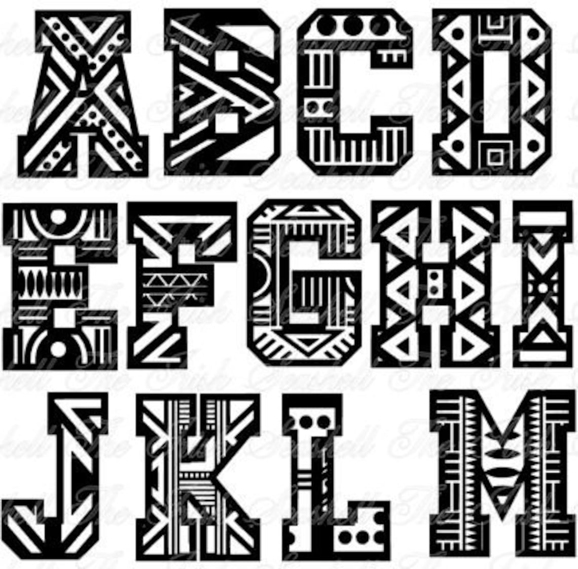Tribal Alphabet SVG, Aztec Alphabet Svg, Tribal Alphabet Dxf for ...