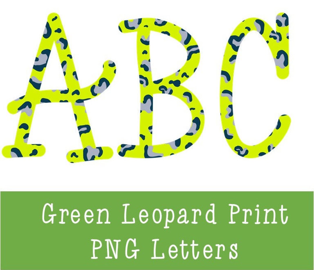 Neon Green Leopard Print PNG Letters, Sublimation Letters, Animal Print ...