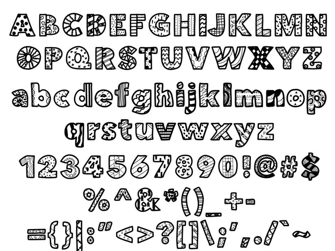 Doodle Font, Color Me Font Ttf, Color Font, Kids Art, Coloring Book ...
