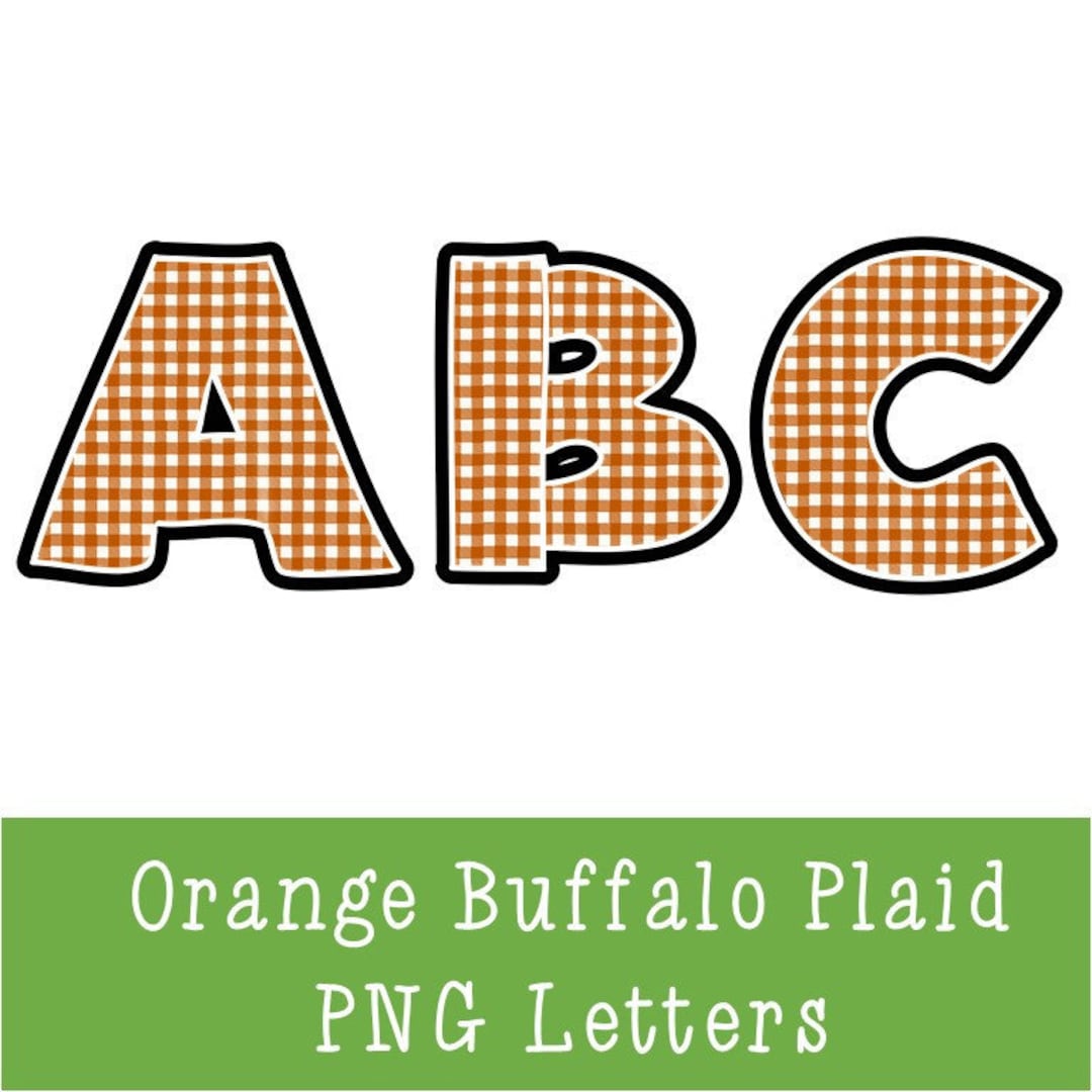 Orange Buffalo Plaid PNG Letters, Buffalo Plaid Png, Buffalo Plaid ...