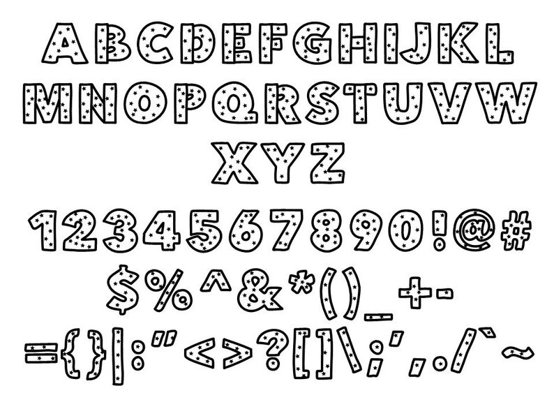 Chunky Hunk Star Font, Thick Font, Large Font, Ttf Font, Thick Ttf Font ...