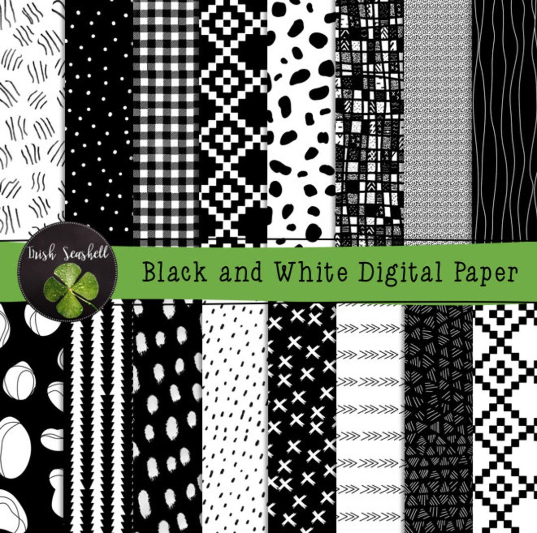 Black and White Digital Paper, Commercial Use - Etsy