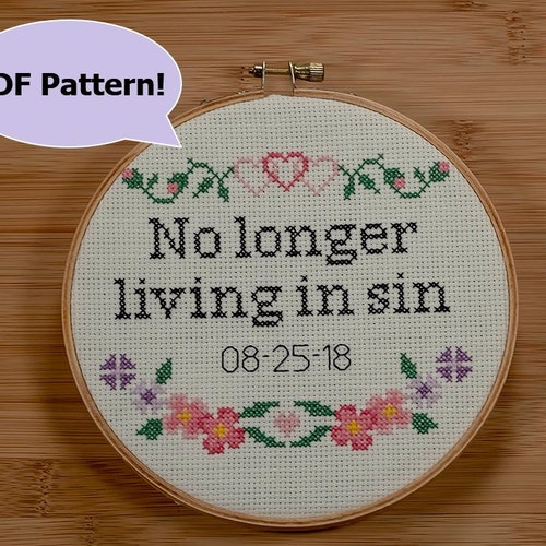 PATTERN No Longer Living in Sin Funny Cross Stitch Pattern | Etsy