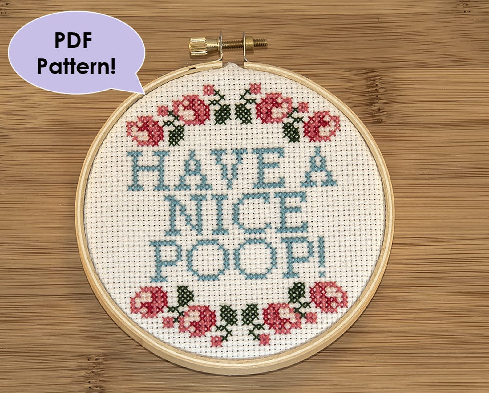 PATTERN Have a Nice Poop Bathroom Art Roses Funny Cross - Etsy UK