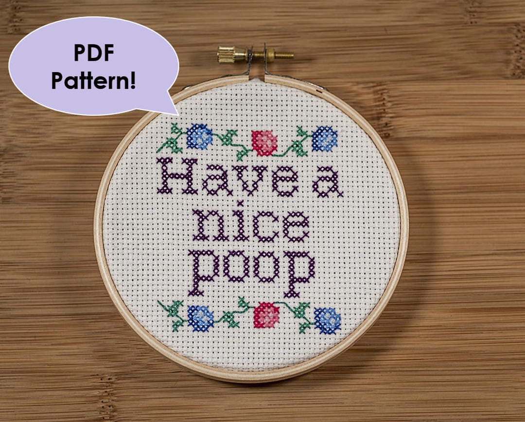 PATTERN Have a Nice Poop Bathroom Art Blue and Pink Flowers - Funny ...