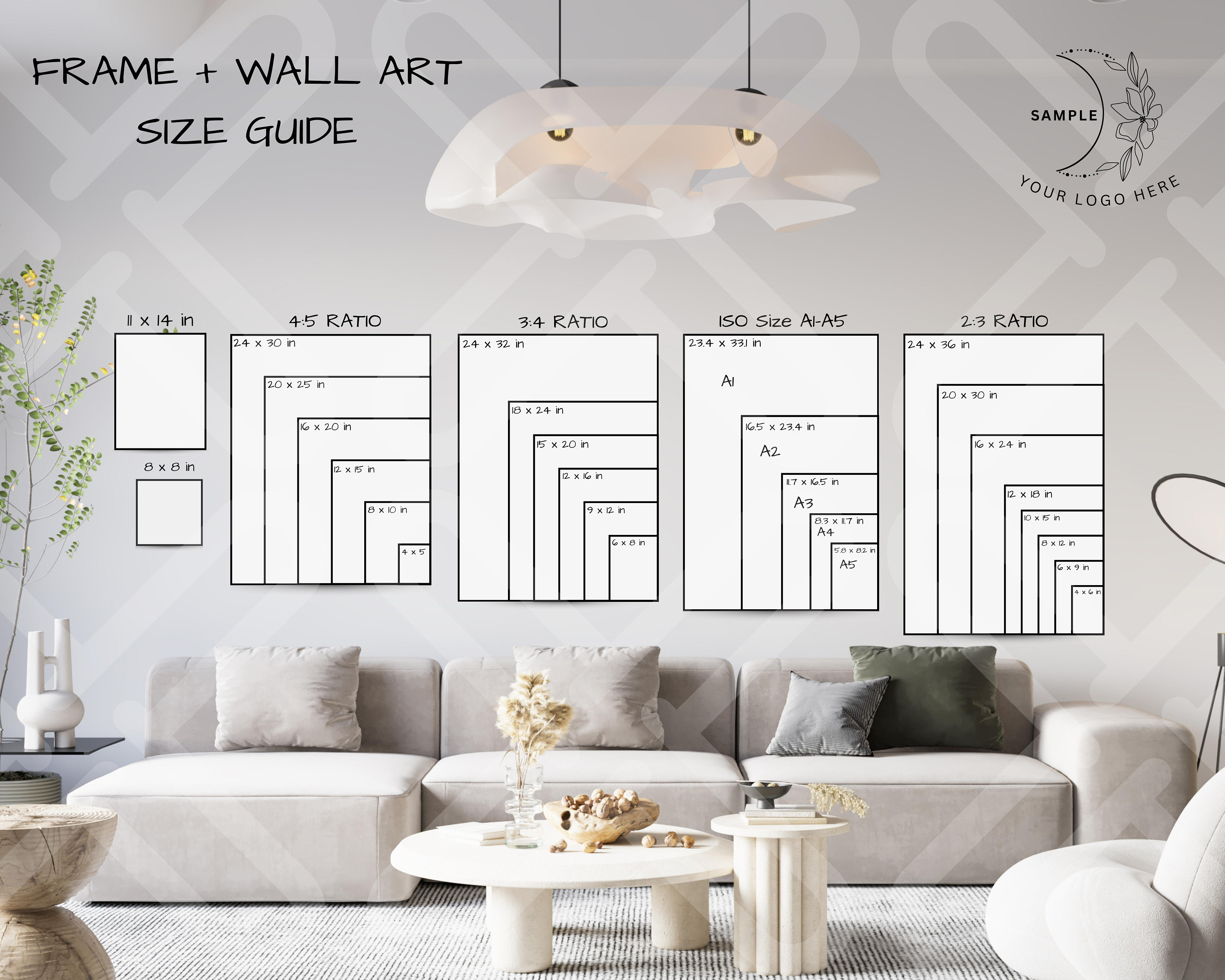 Wall Art Size Guide Frame Size Guide Digital Download Frame Sizes Wall Art Guide Frame Aspect ...
