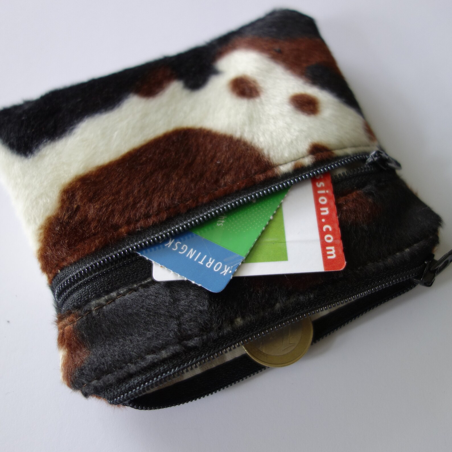 Cow Print Mini Wallet, Vegan Cardholder, Travel Pouch, Mini Wallet ...