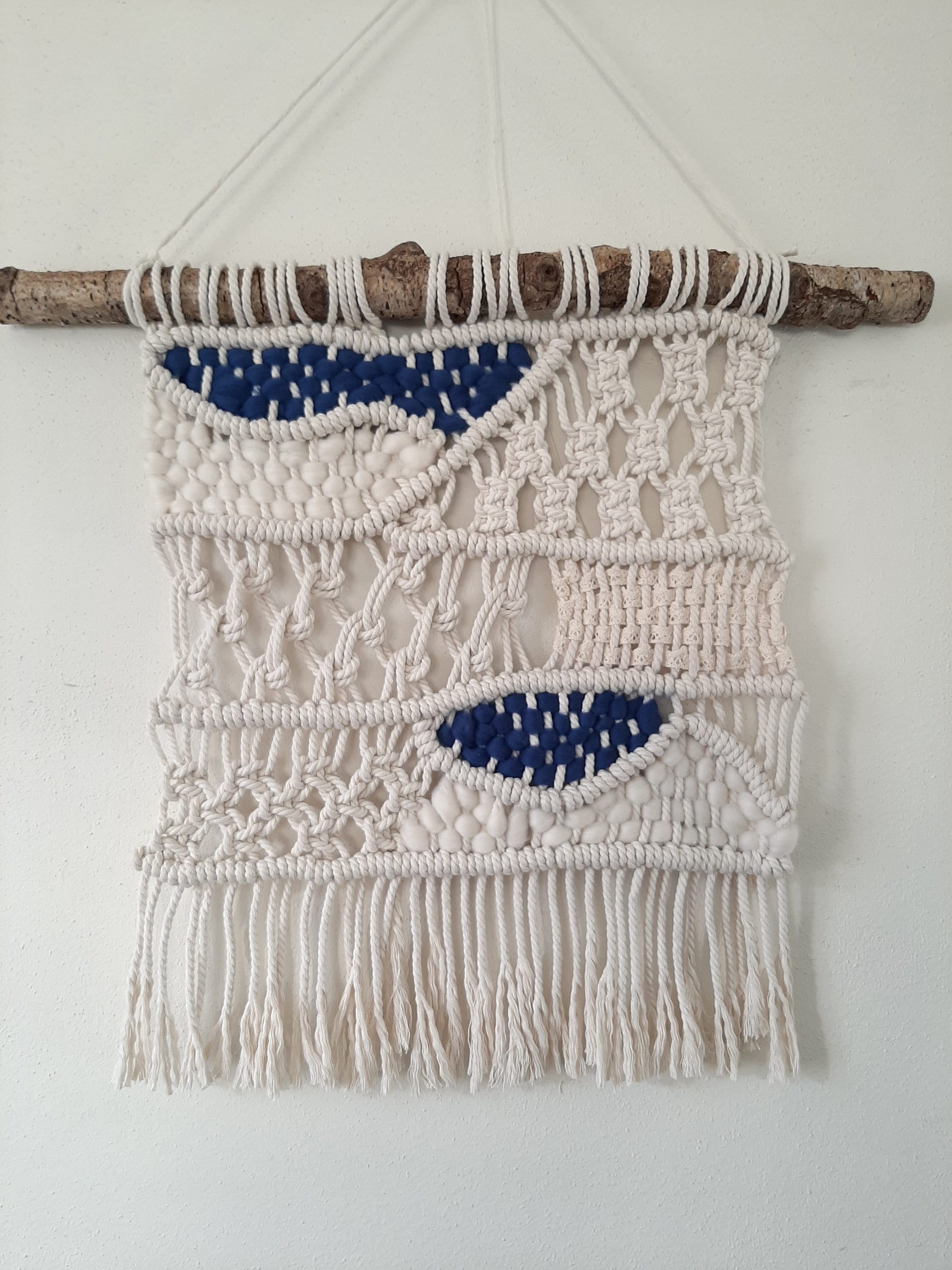 Macrame Wall Hanging Blue Natural Macraweave Modern Fiber - Etsy