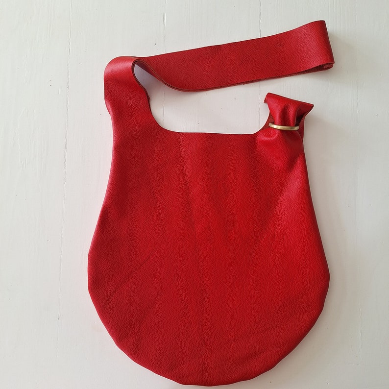 Leather Japanese Knot Bag, Elegant Minimalistic Design, Roomy Striking ...