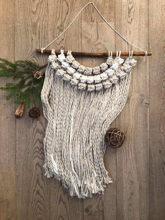 Bohemian style macrame wall hanging on a branche country home | Etsy
