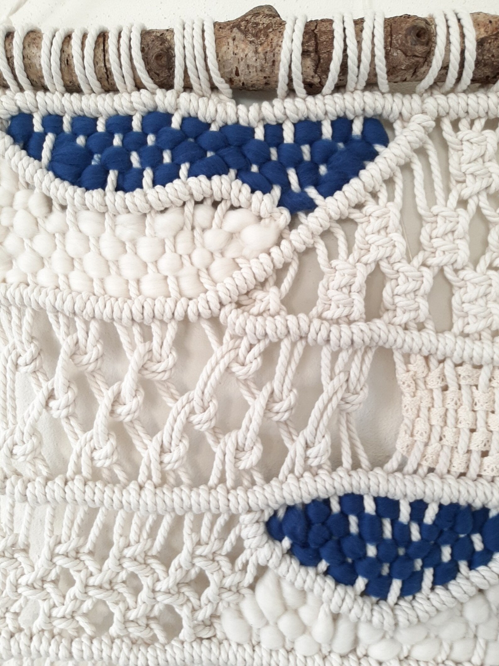 Macrame Wall Hanging Blue Natural Macraweave Modern Fiber | Etsy