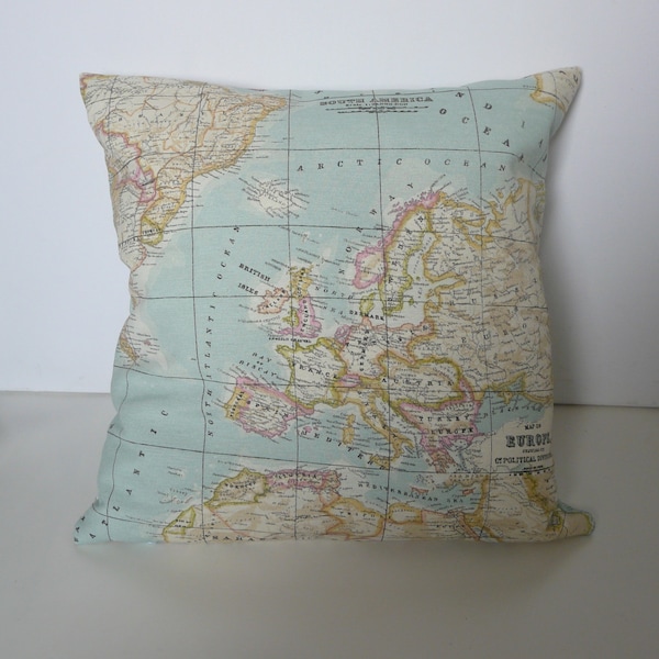 Blue World Map Pillow Covers - Etsy