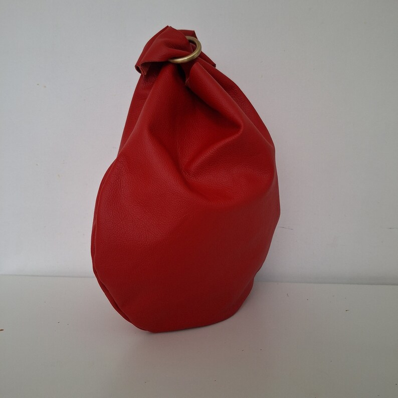 Leather Japanese Knot Bag, Elegant Minimalistic Design, Roomy Striking ...