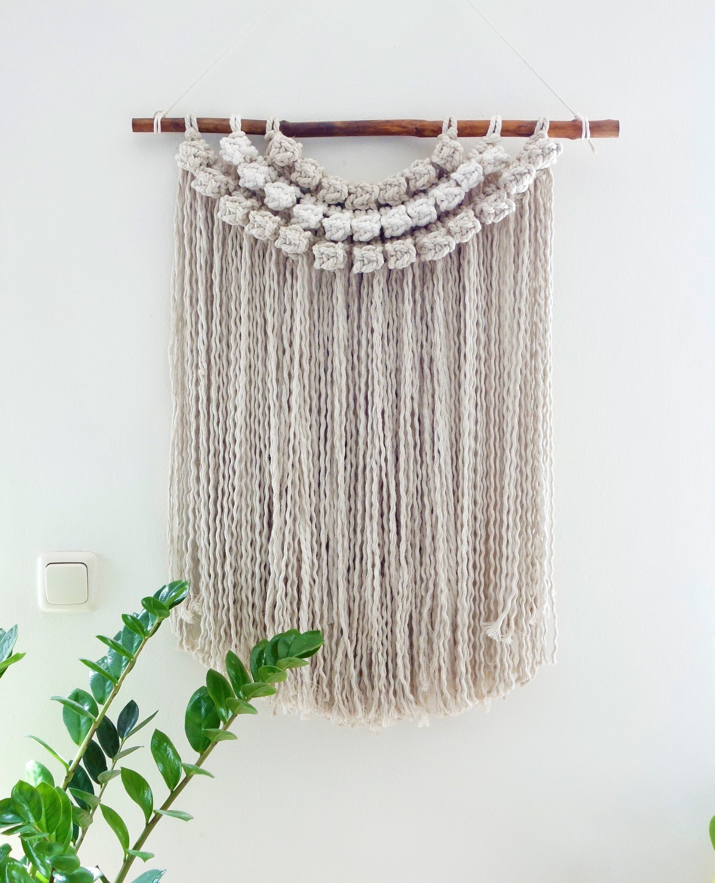 Bohemian Style Macrame Wall Hanging on a Branche Country Home - Etsy