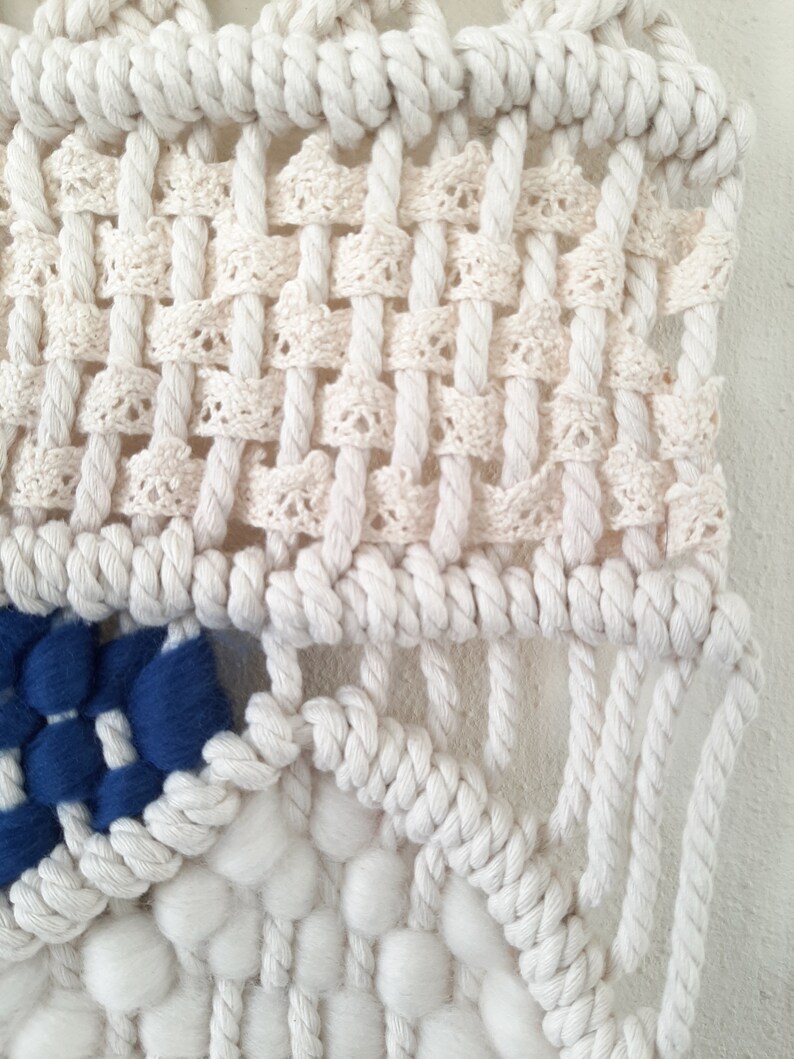 Macrame Wall Hanging Blue Natural Macraweave Modern Fiber - Etsy