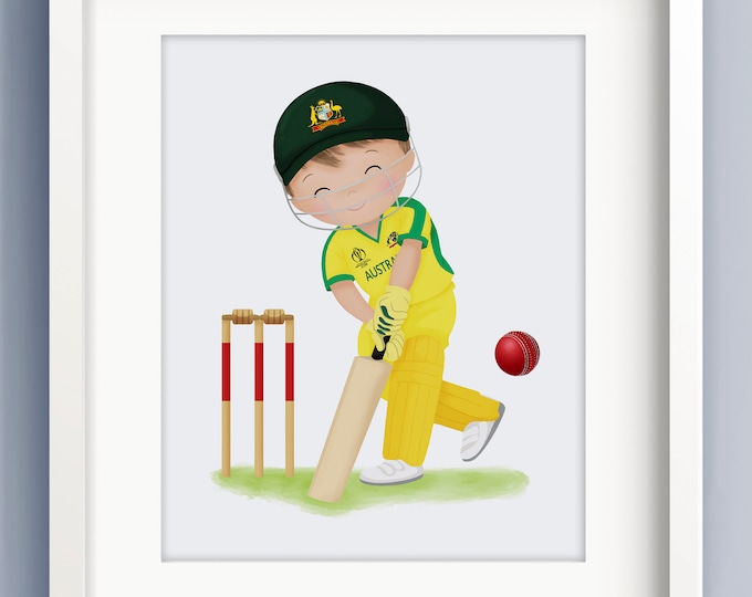 Little Boy Cricket Print - Cricket Gifts - Cricket Design - Children's ...