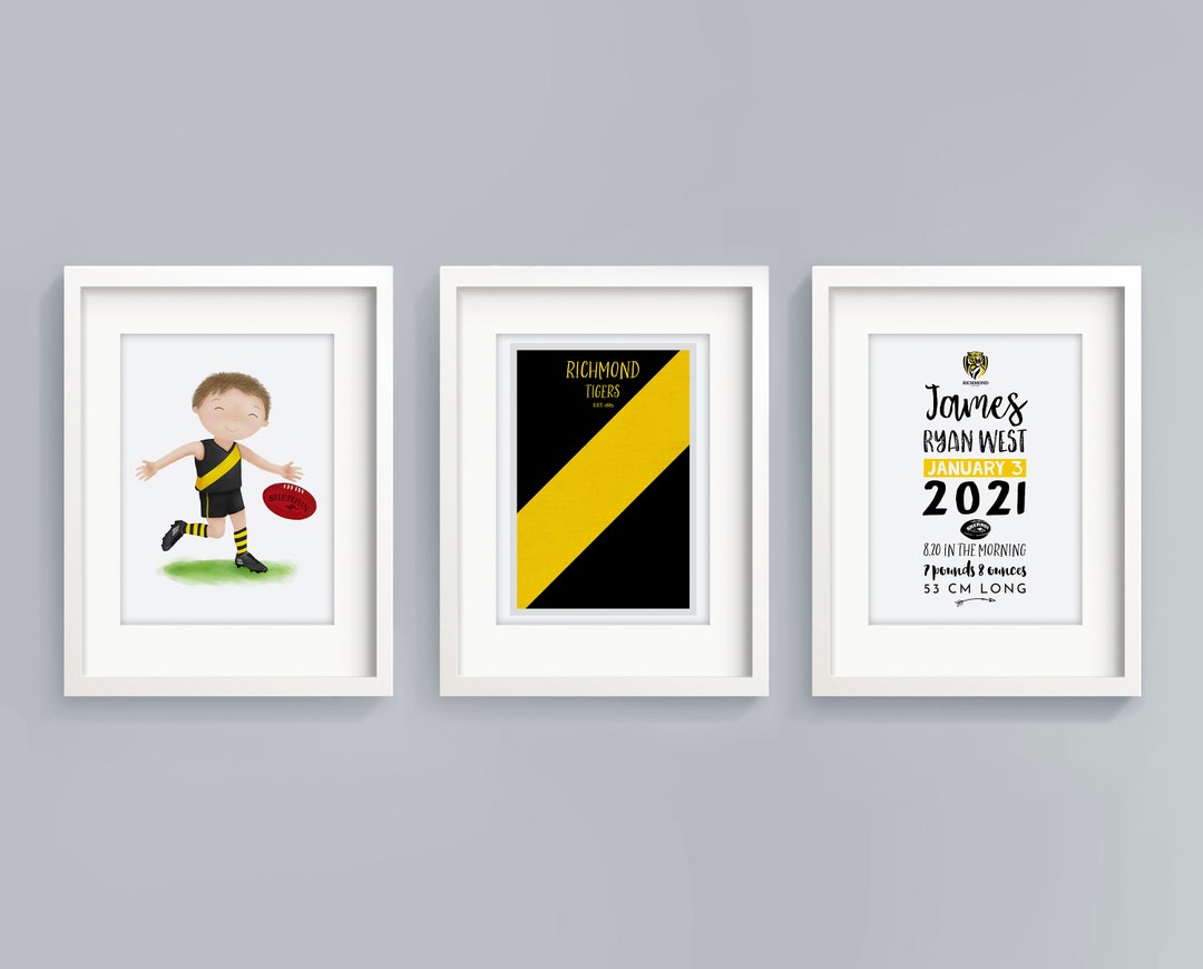 Custom Set of 3 Footy Prints - Sports Nursery Decor - Baby Boy Room ...