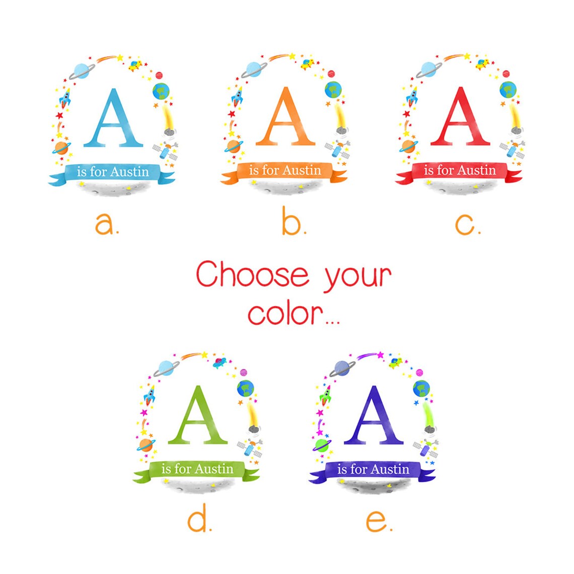 Space Themed Nursery Art Personalised Name Print Space - Etsy