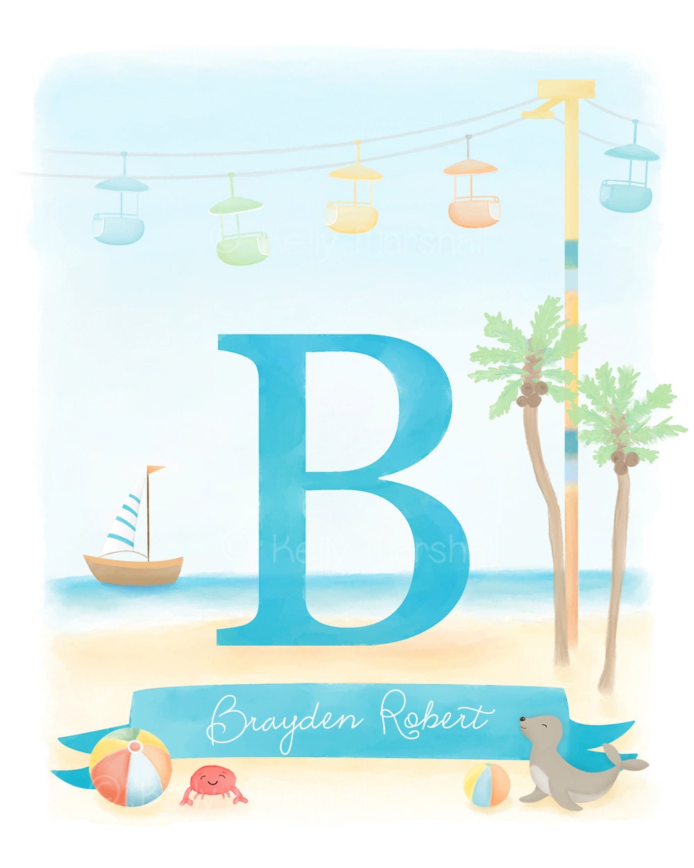 Personalized Name Print Custom Name Sign Beach Art Print - Etsy