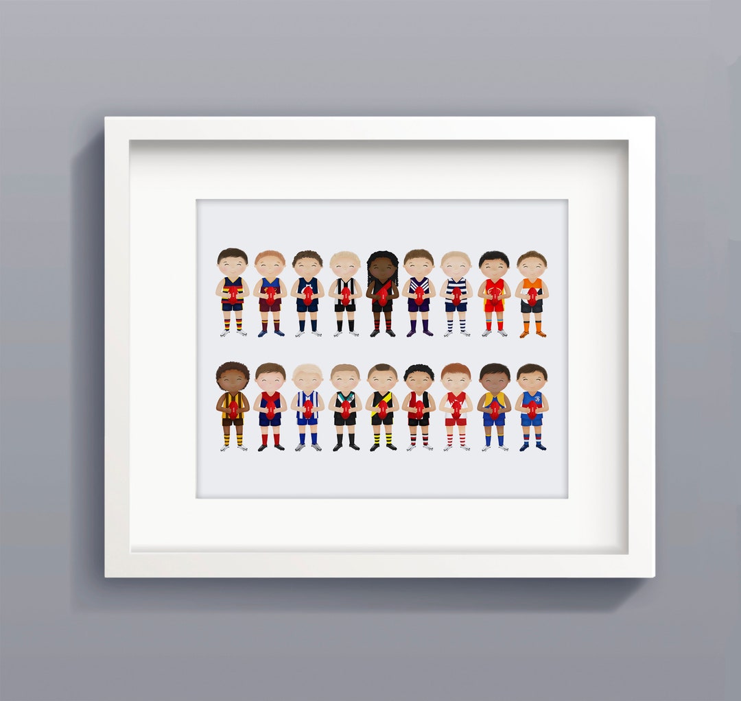 Footy Player Print - Football Gifts - Footy Illustration - Children's ...