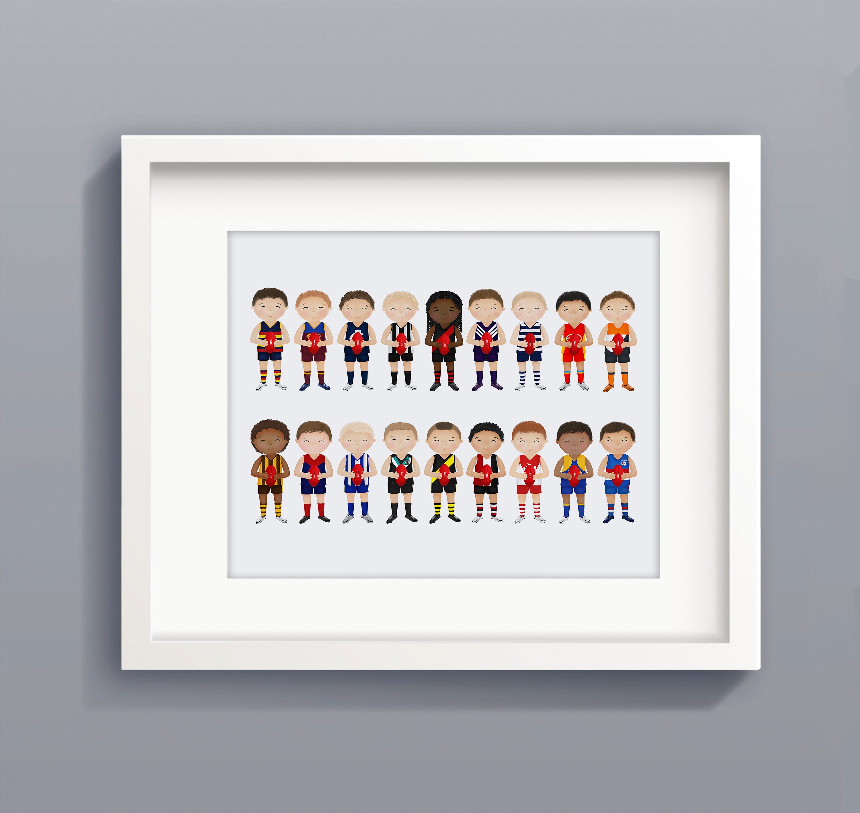 Footy Player Print - Football Gifts - Footy Illustration - Children's ...