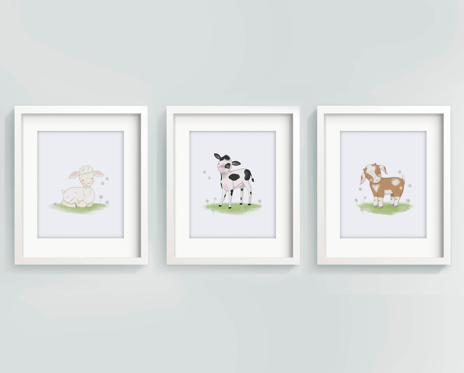 Set of 3 Wall Art - Farm Nursery - Farm Animals - Baby Animal Prints ...