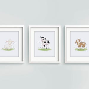 Set of 3 Wall Art - Farm Nursery - Farm Animals - Baby Animal Prints ...