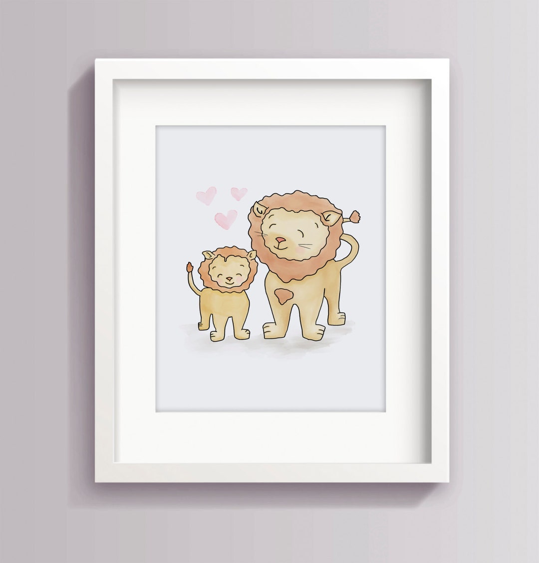 Lion Nursery Art - Father and Son - Lion Art Print - Liion Painting ...