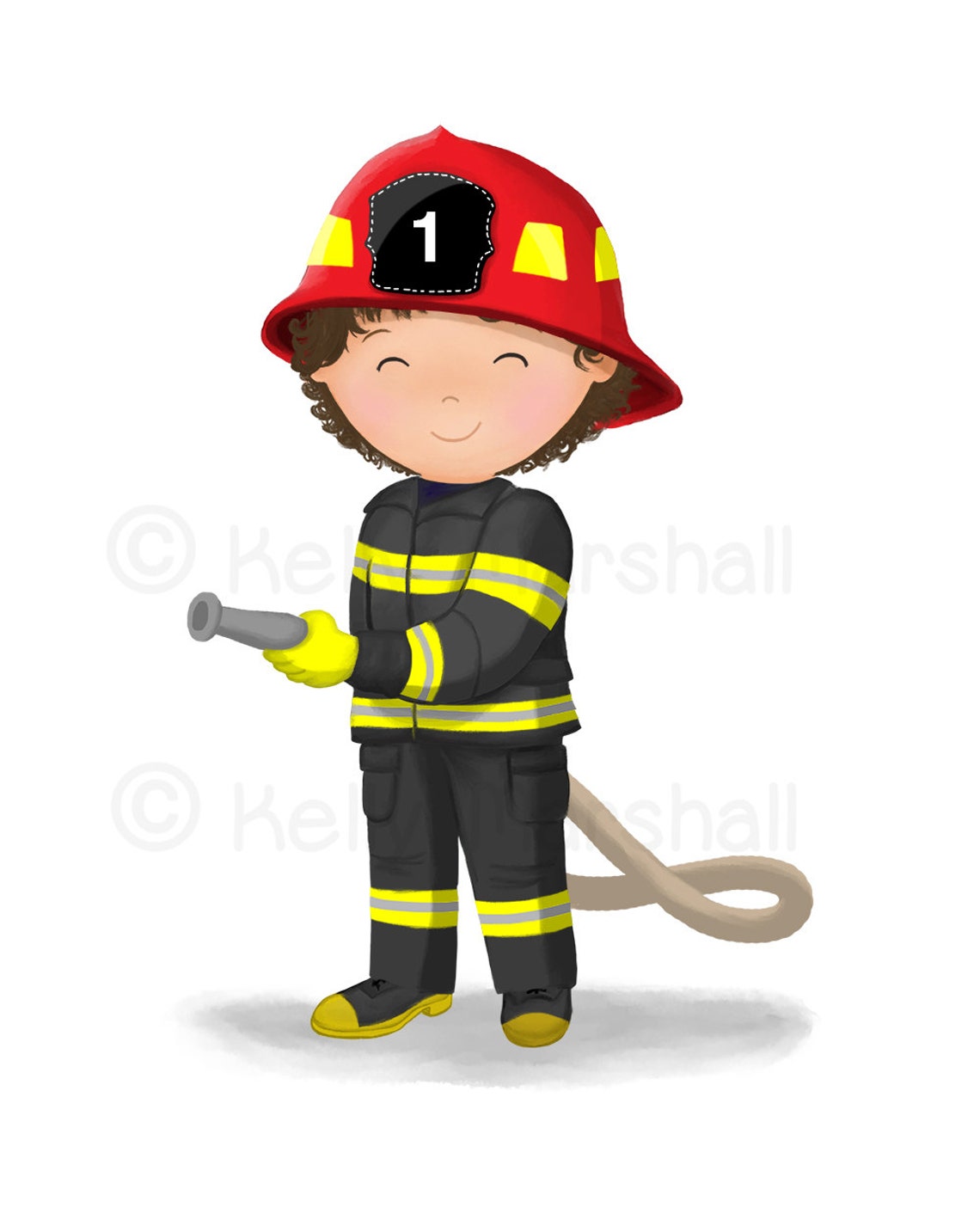 Fireman Art Print - Fireman Wall Art - Fireman Birthday - Little ...