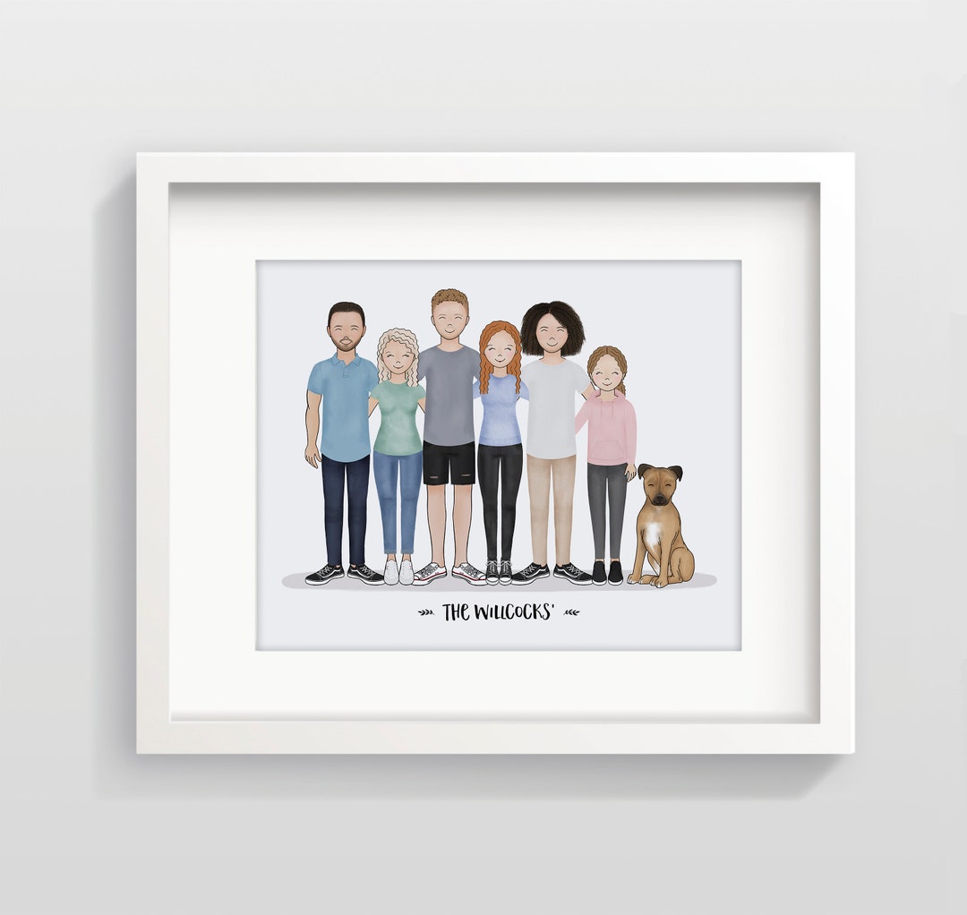 Custom Family Portrait Illustration - Housewarming Gift Print - Family ...