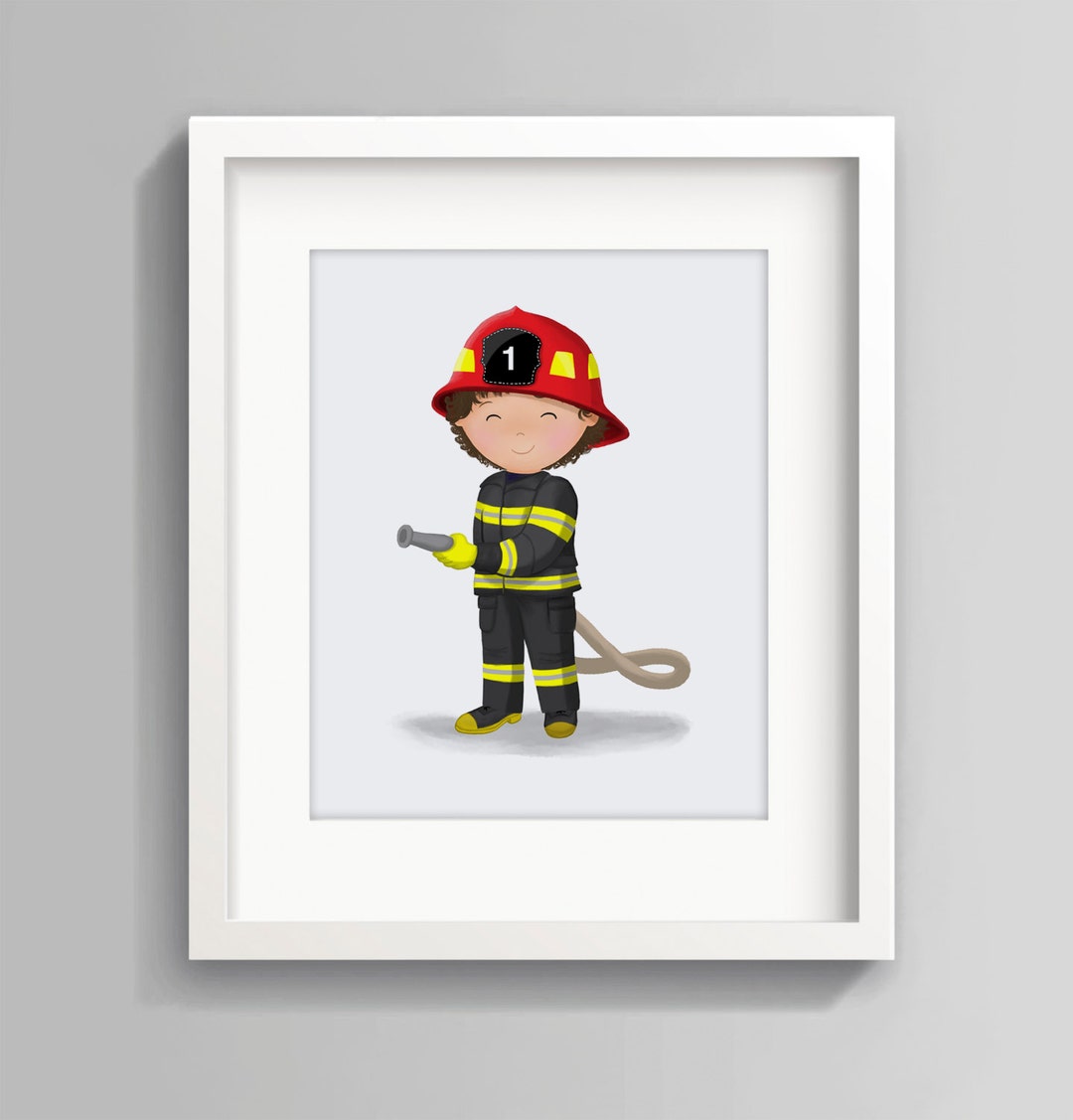 Fireman Art Print - Fireman Wall Art - Fireman Birthday - Little ...