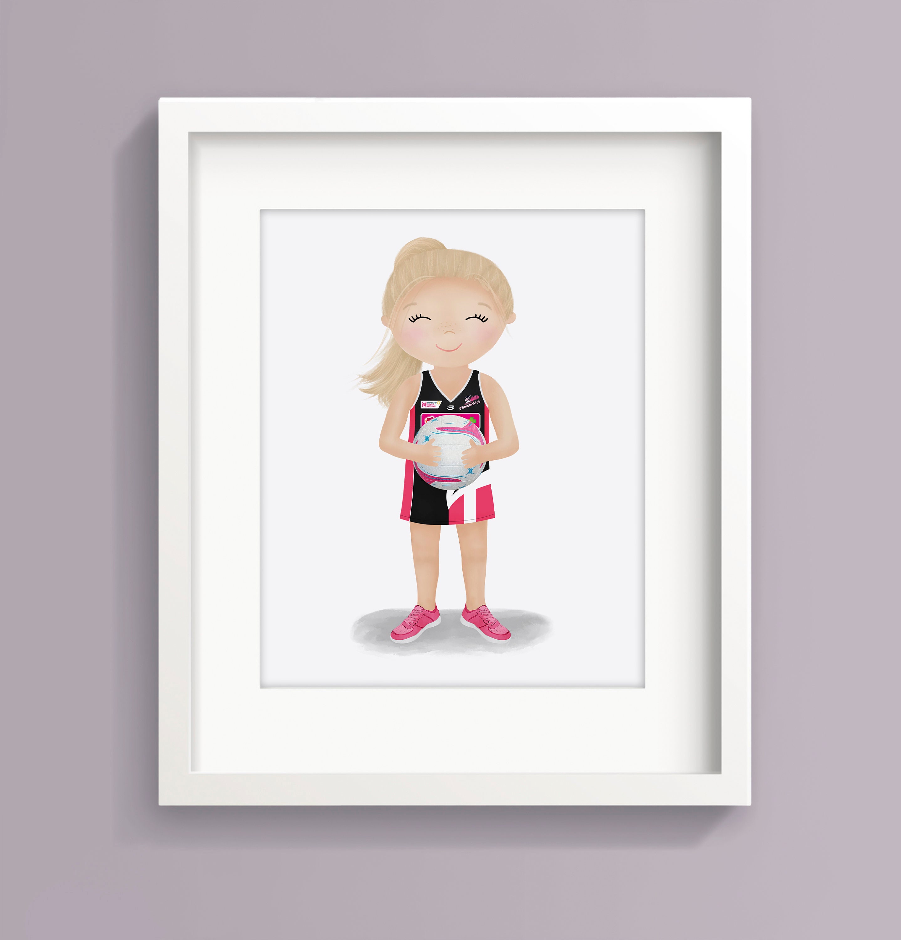 Personalised Netball Print Little Girl Netball Print | Etsy
