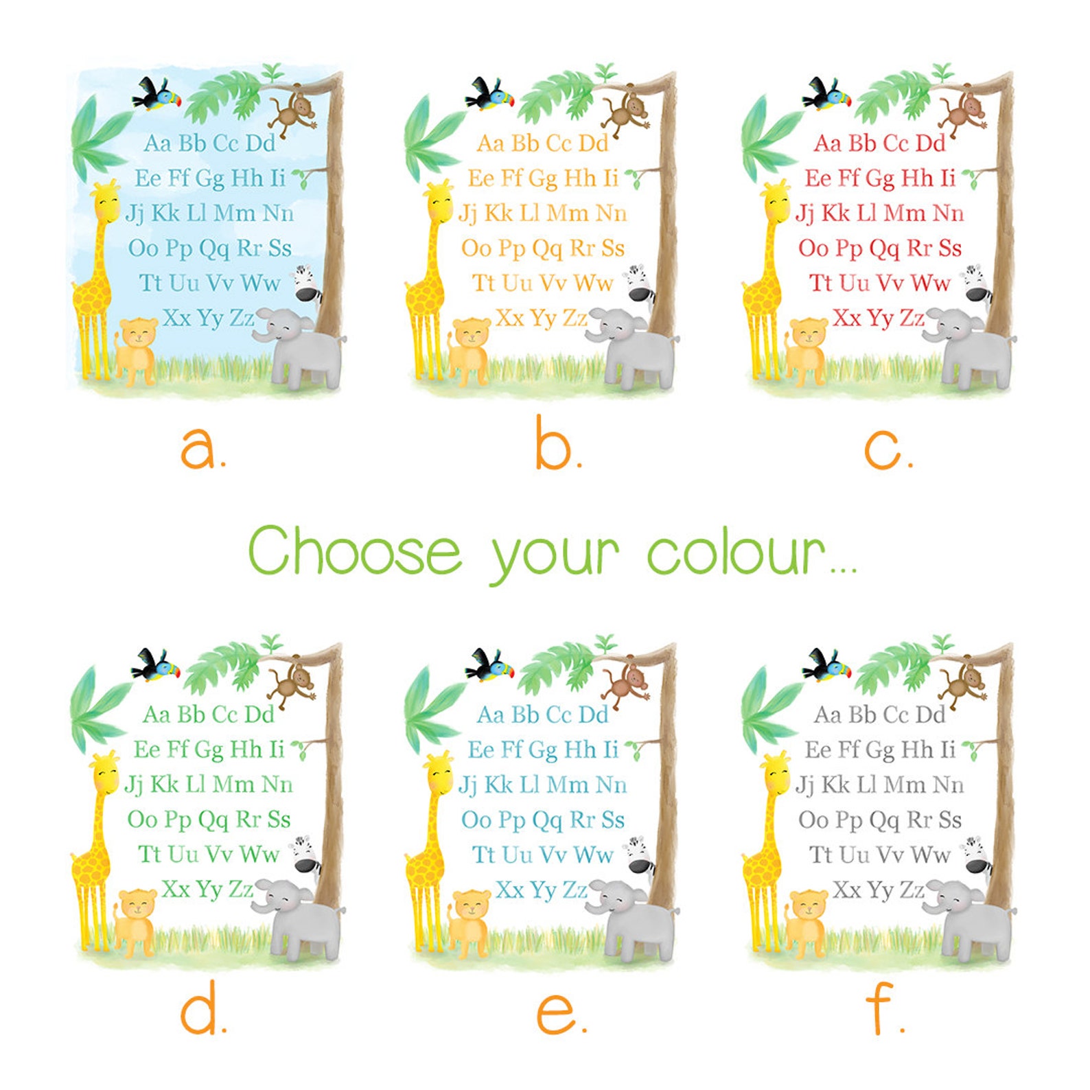 ABC Print - Jungle Art Print - Jungle Bedroom - Alphabet Art - Child ...