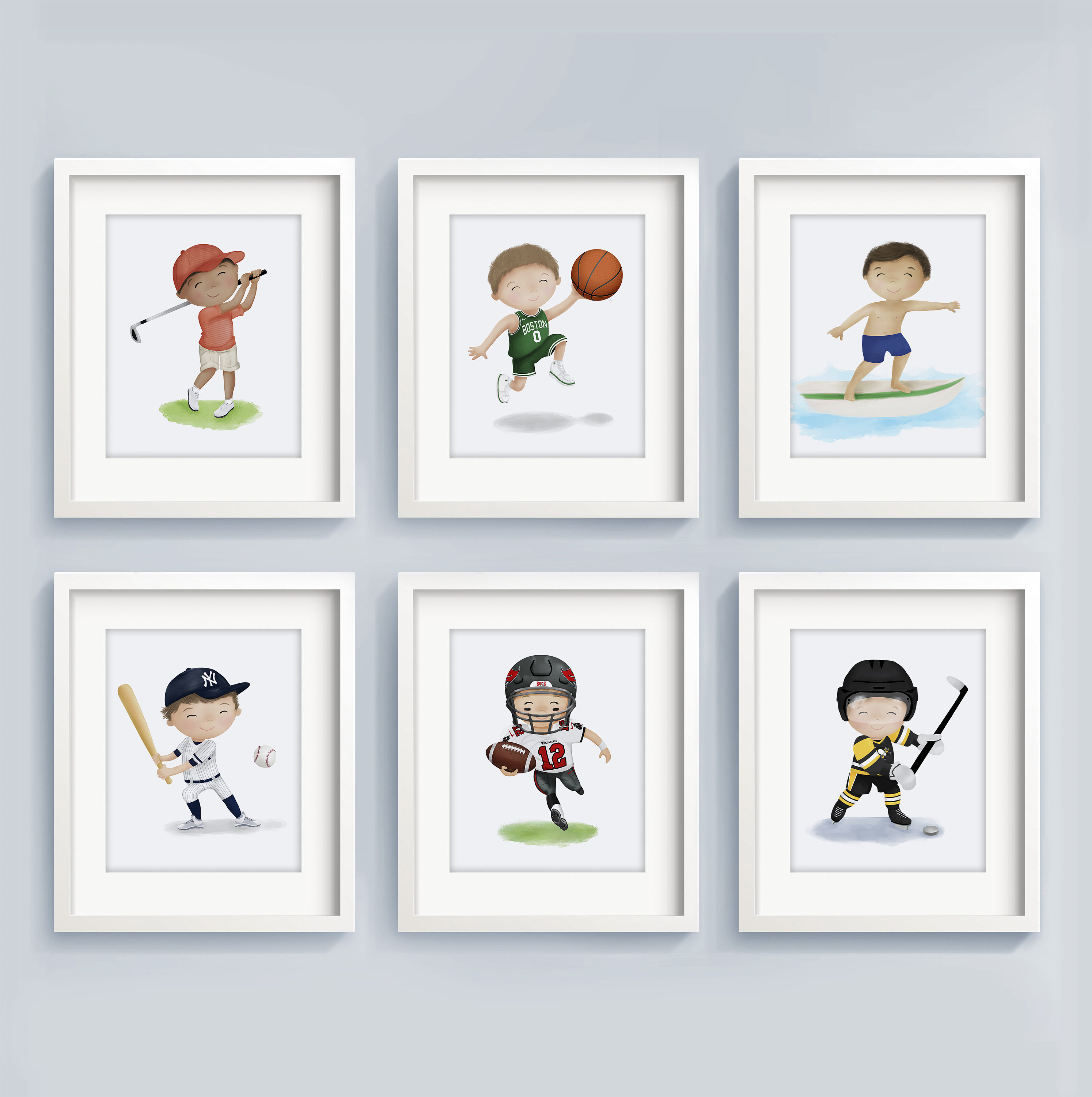 Personalised Set of 6 Sports Prints Sports Wall Art Sports - Etsy Australia