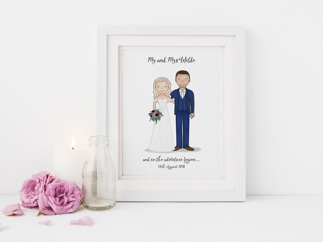 Bride and Groom Portrait - Custom Wedding Art - Personalised Wedding ...