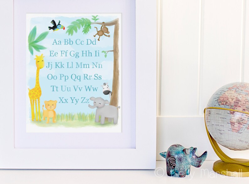 ABC Print Jungle Art Print Jungle Bedroom Alphabet Art - Etsy